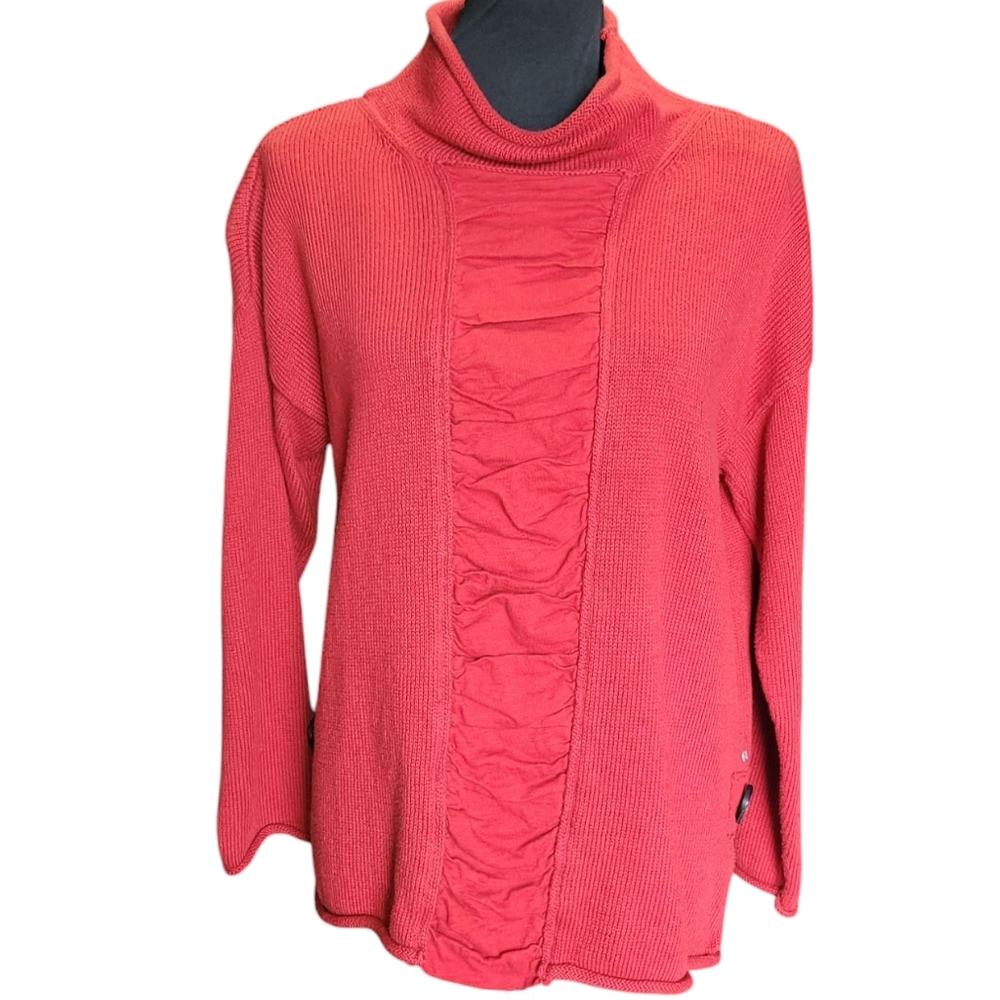 Neon Buddha Red Mock Turtleneck Sweater Size S - Gem